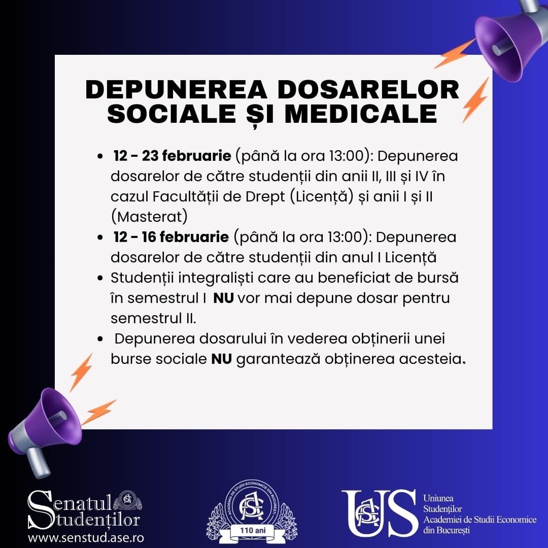 Depunere dosare burse sociale si medicale – CIG